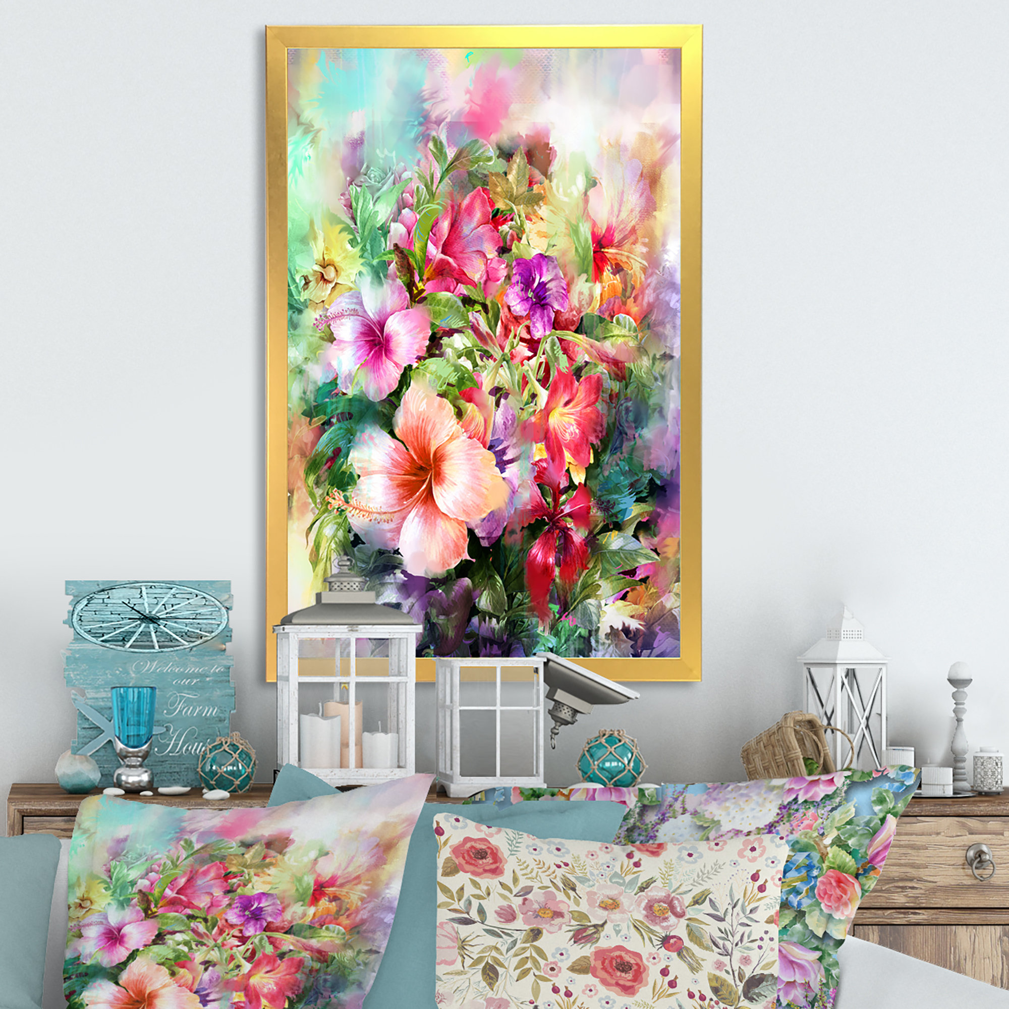 Bay Isle Home™ Vintage Muticolored Spring Flowers - Traditional Canvas ...