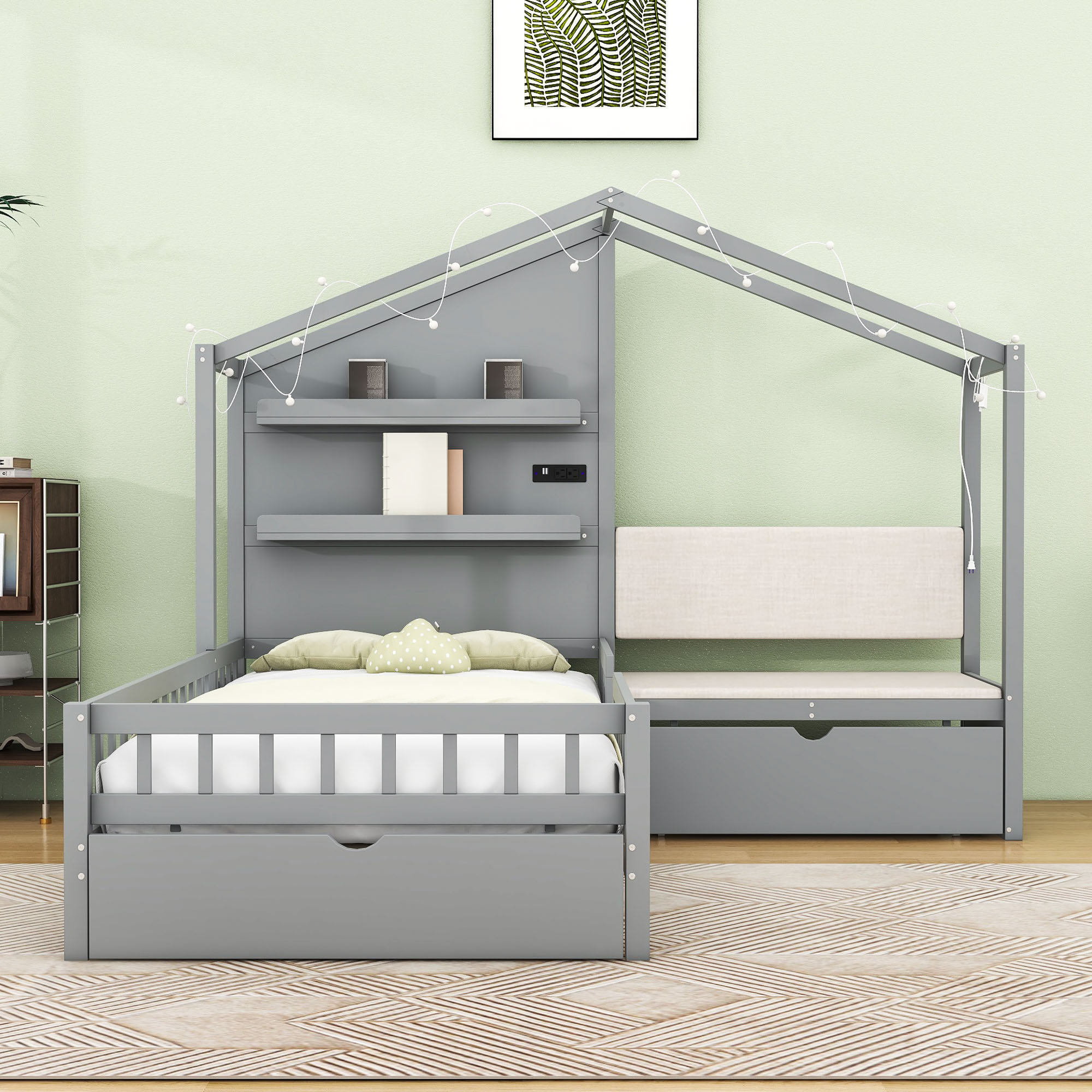 Harper Orchard Twin House Bed with Charging Station and Drawers | Wayfair