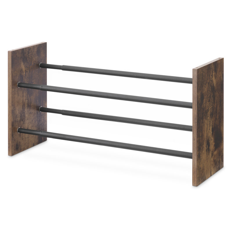 Ebern Designs Modern Industrial Expandable 2-Tier Shoe Rack | Wayfair