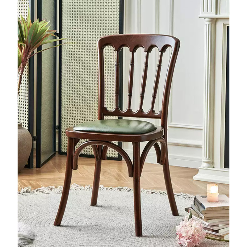 HOBULT Single Dining Chair With Upholstered Backrest In Solid Wood And ...