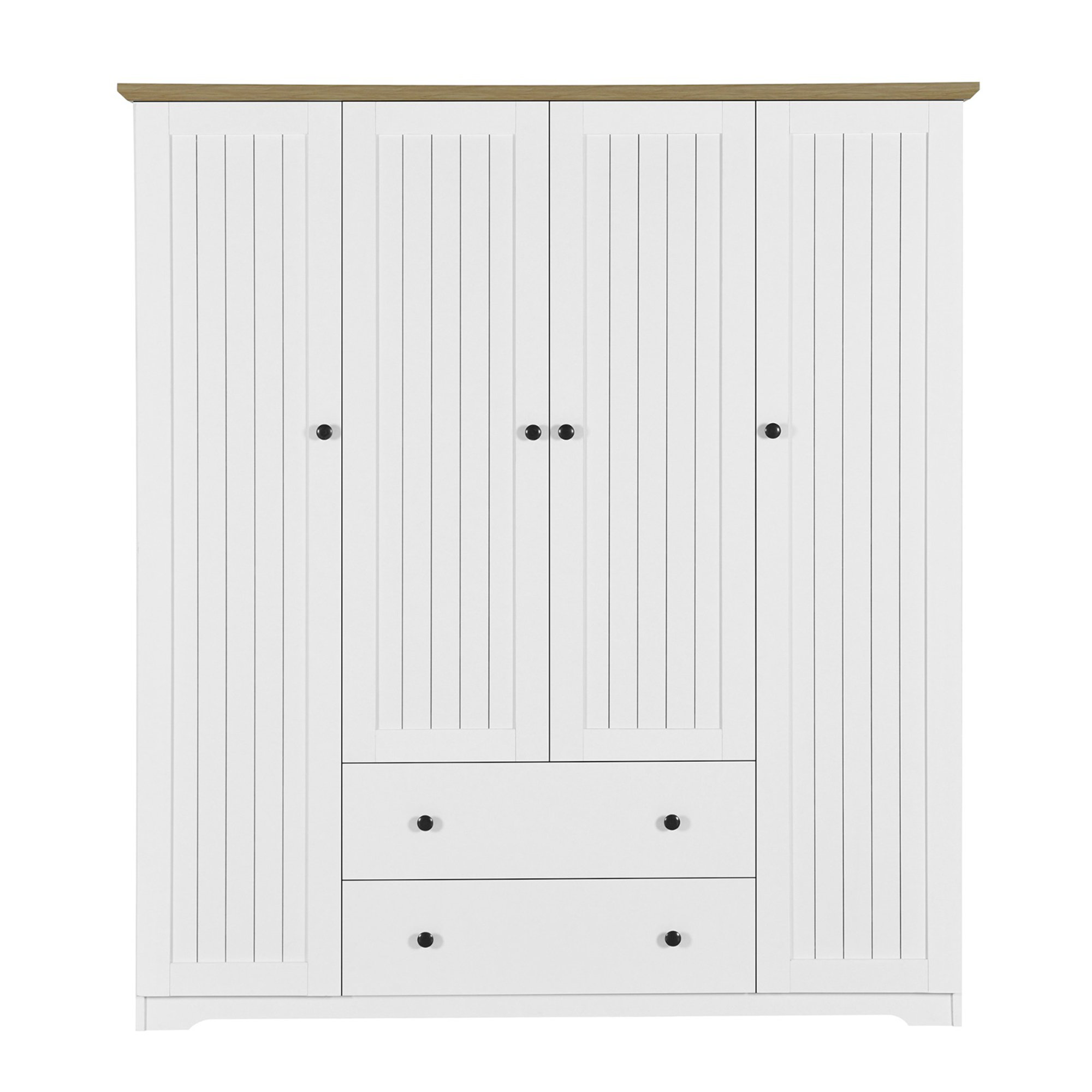 George Oliver 4 Door Wardrobe Armoire Closet with 2 Drawers | Wayfair