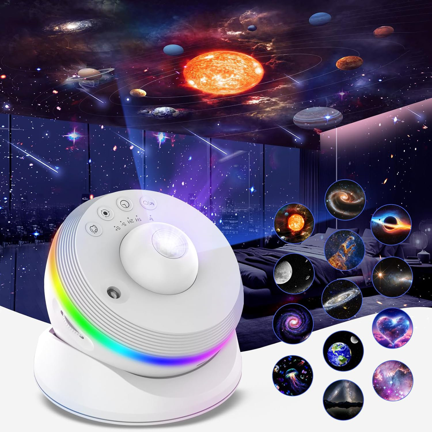 BEAUTY DEPOT Meteor Galaxy Projector, 13-In-1 Starry Sky Night Light ...