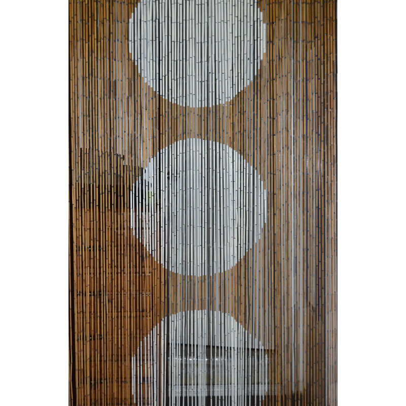 Ebern Designs Bamboo Beaded Curtain Triple White Circles | Wayfair