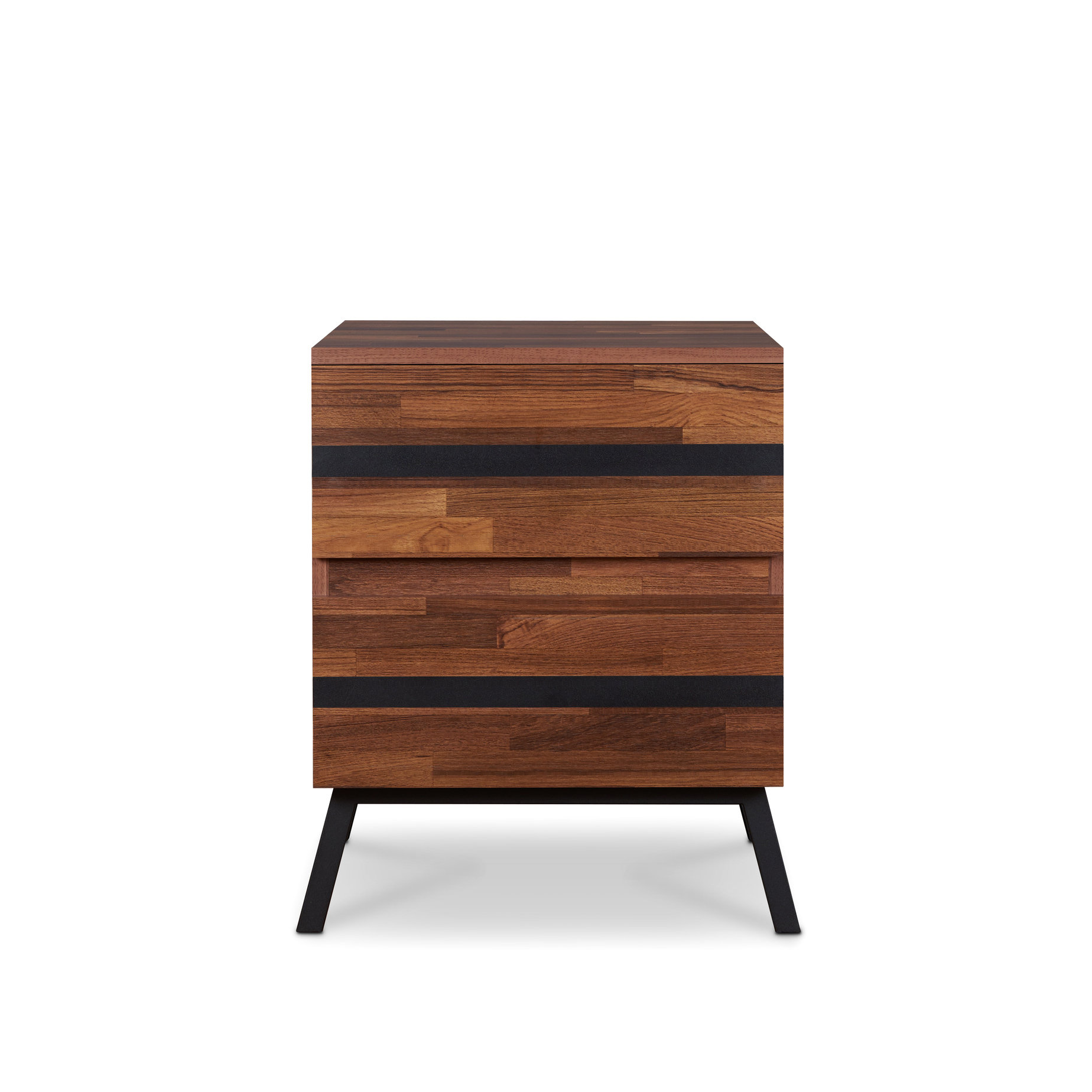 Latitude Run® Walnut Finish Accent Table With Black Sloped Legs ...