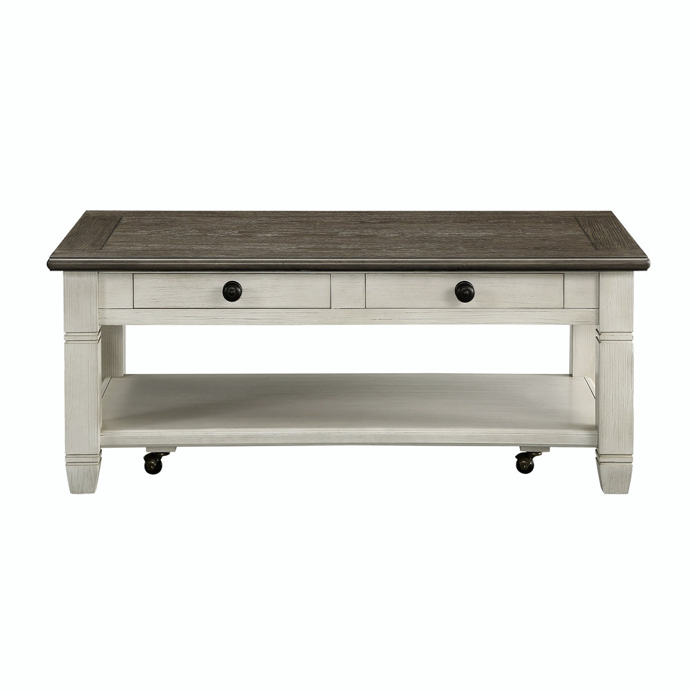 Rosalind Wheeler Rosy Brown and Antique White Finish 1pc Cocktail Table ...