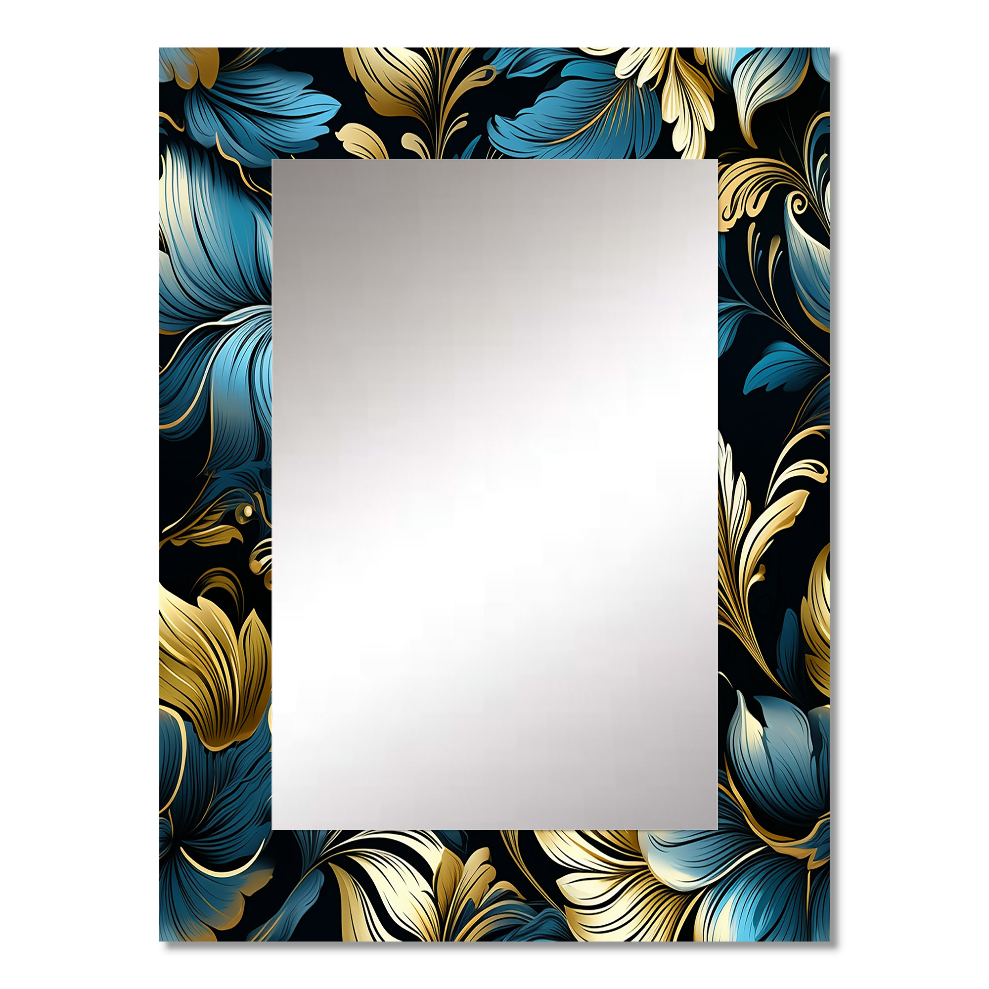 East Urban Home Gold And Blue Luxury Damask Serenade - damask Large ...