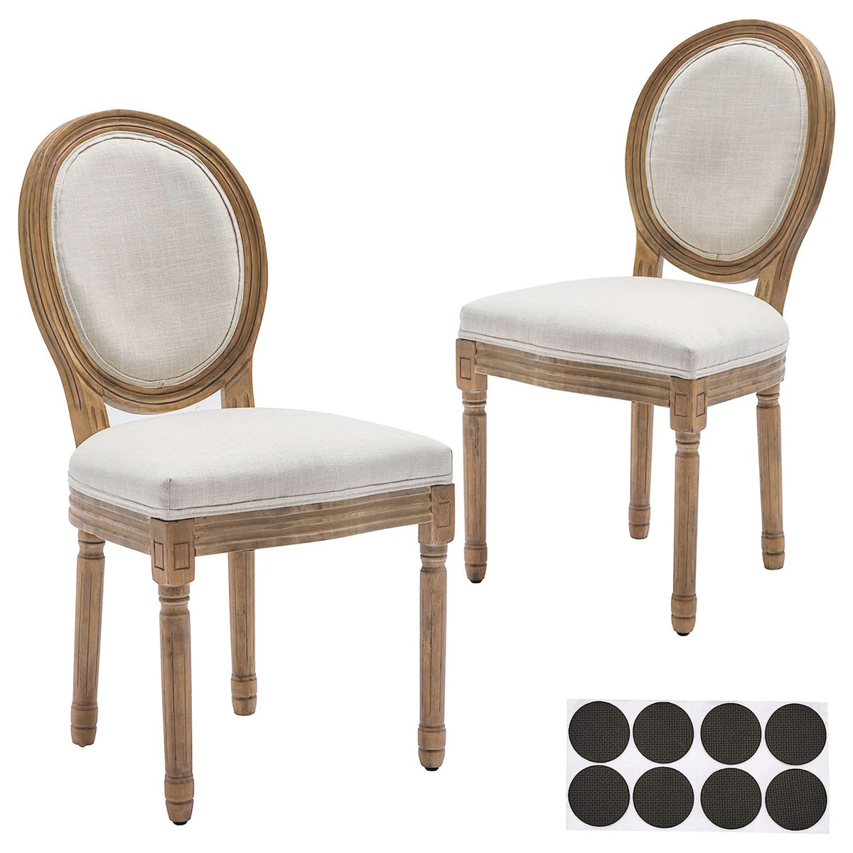 Ophelia & Co. Caille Linen King Louis Back Dining Chairs in Beige | Wayfair