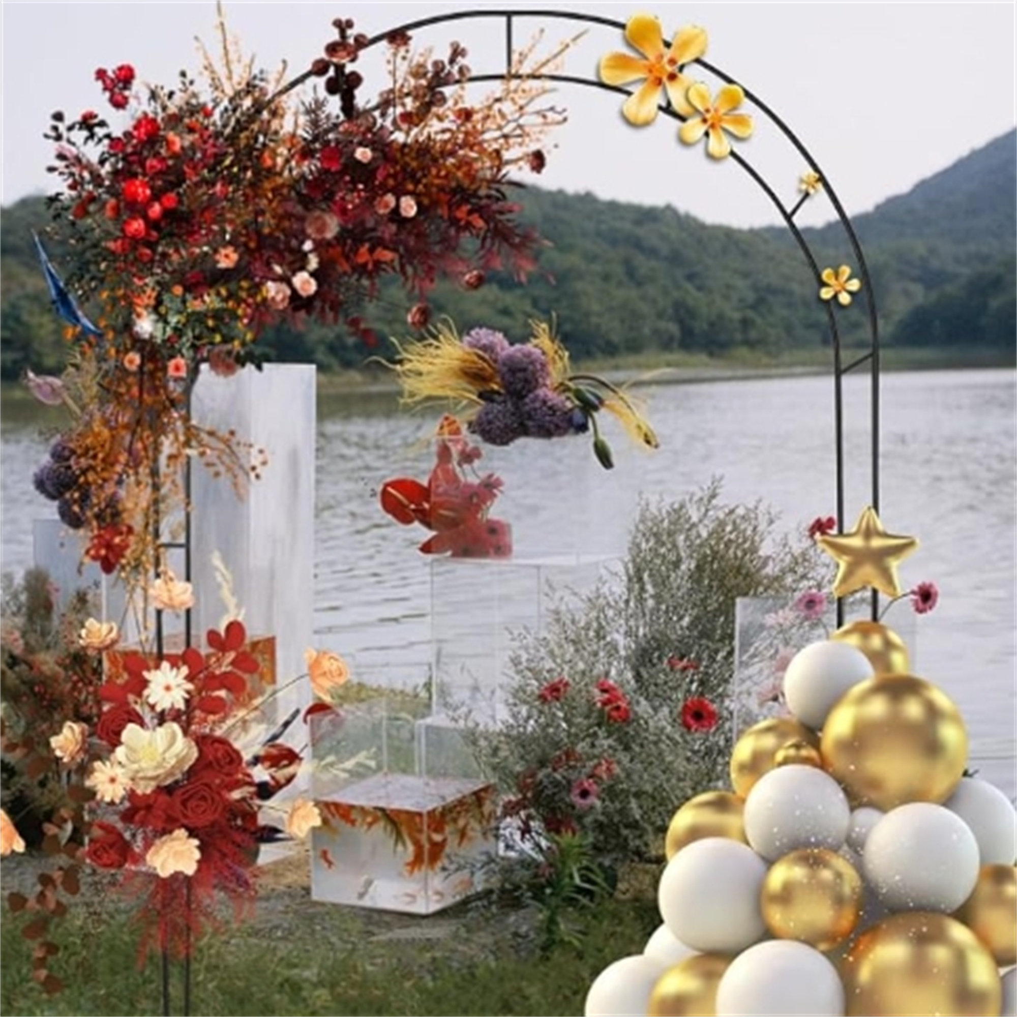 FODORL 7.8 Feet Garden Arch Trellis for Climbing Plants, Metal Arch ...