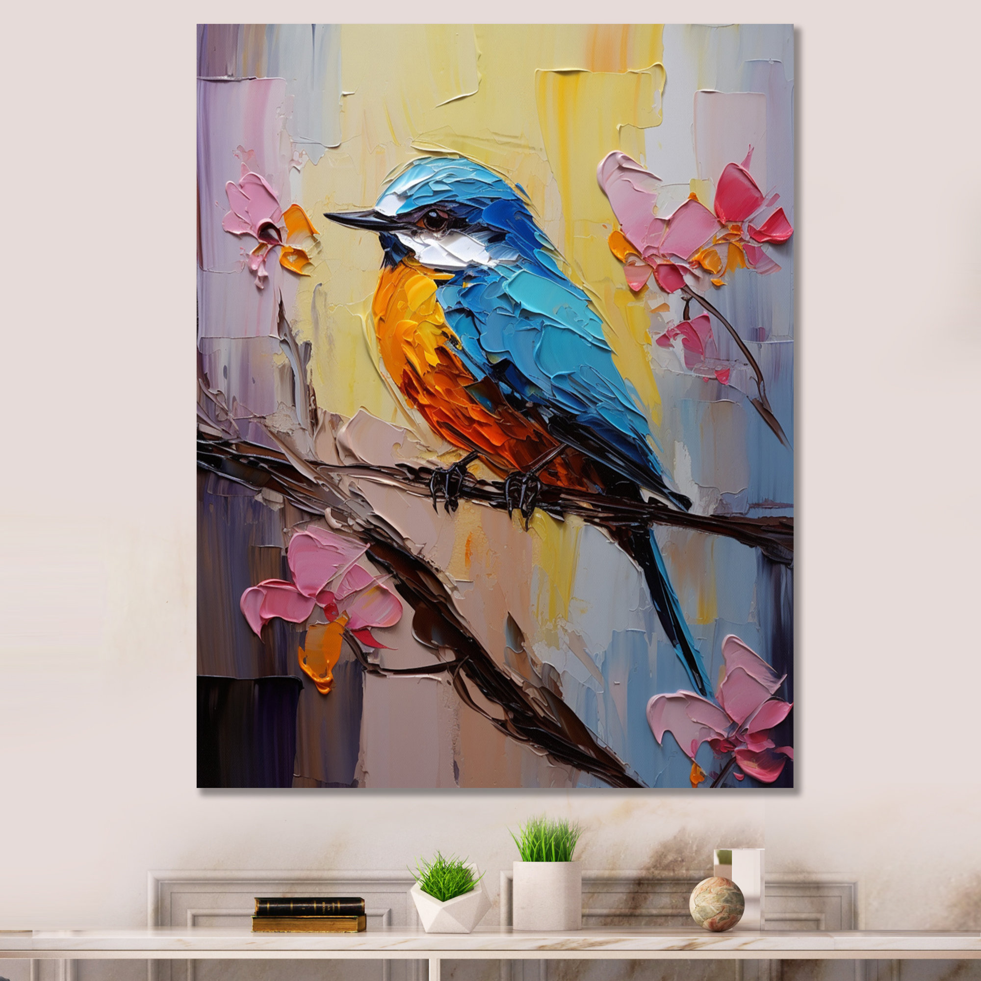 Winston Porter Bluebird Serenade Painting - Bird Wall Art | Wayfair
