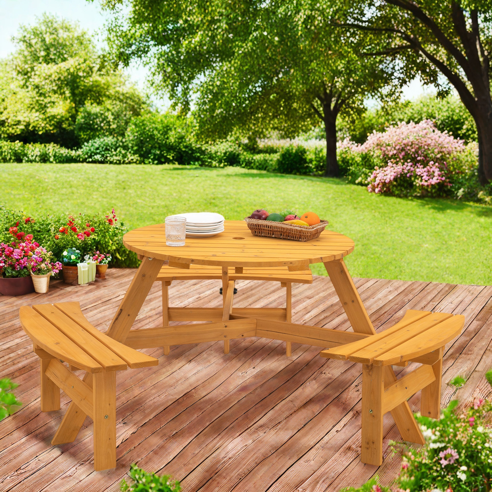 Gracie Oaks Picnic Table Picnic Table Outdoor 6-person Picnic Table ...