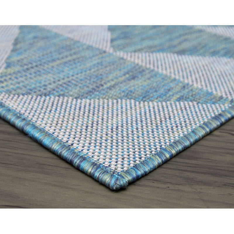 George Oliver Camdenton Teal Blue Indoor/Outdoor Rug & Reviews | Wayfair