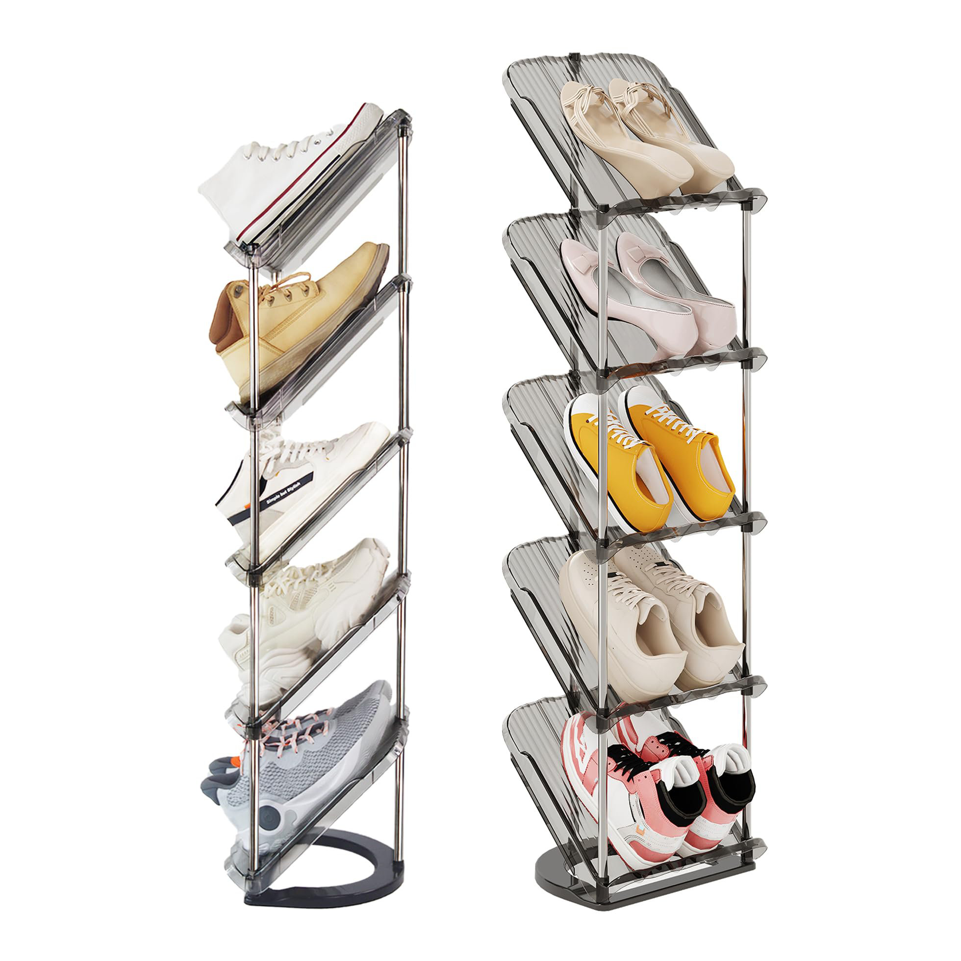Rebrilliant 2 Pack Sloping Narrow Shoe Rack 5 Tiers - Free Standing ...
