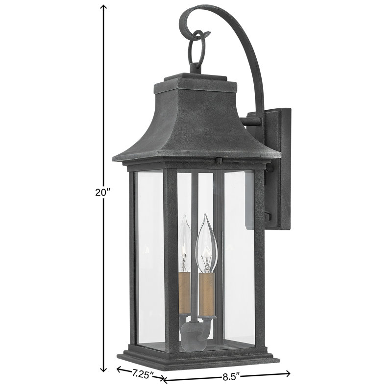 Hinkley Adair 2-Light Outdoor Wall Mount Coach Lantern - Aged Zinc ...