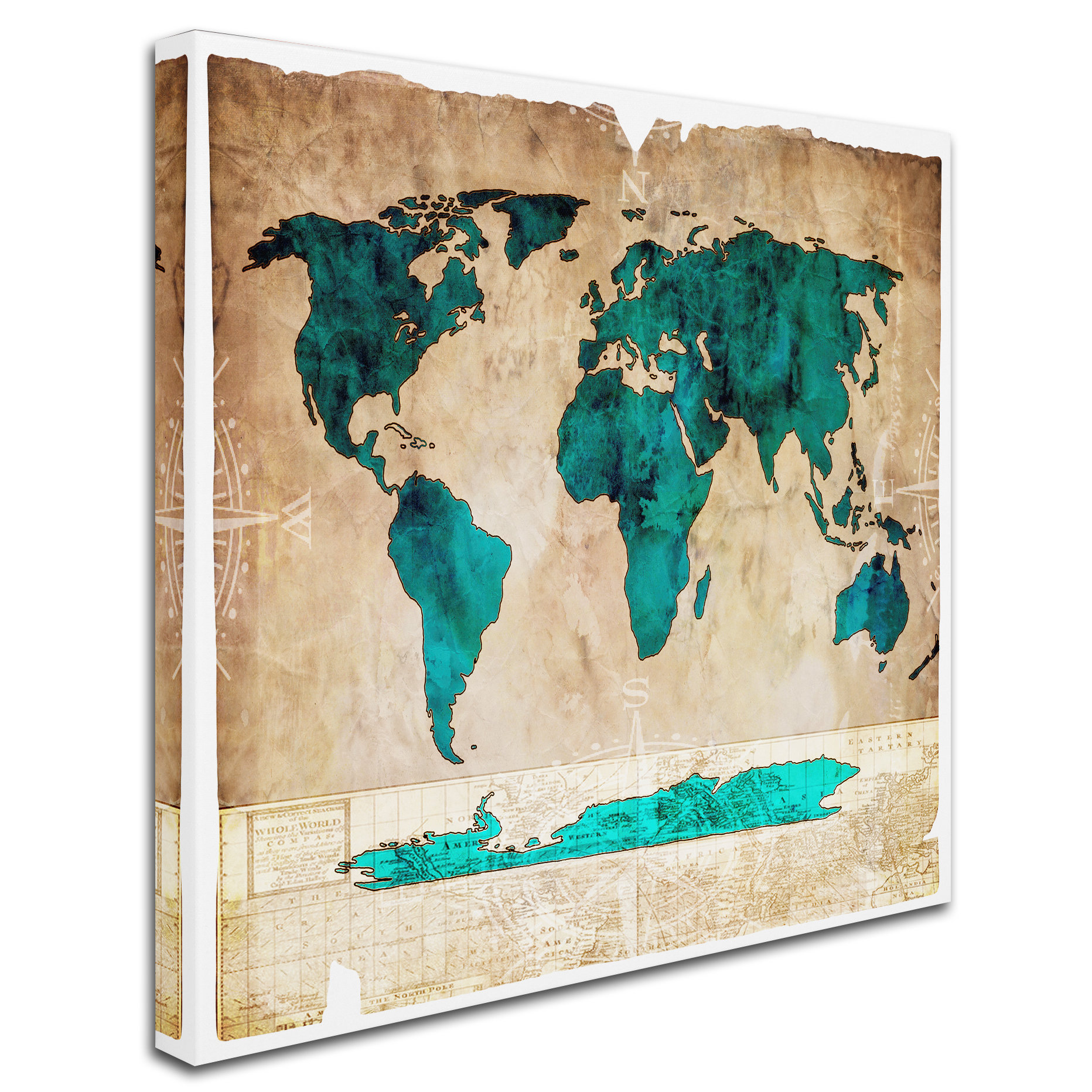 Longshore Tides 'Sea Map I' Graphic Art Print on Wrapped Canvas | Wayfair