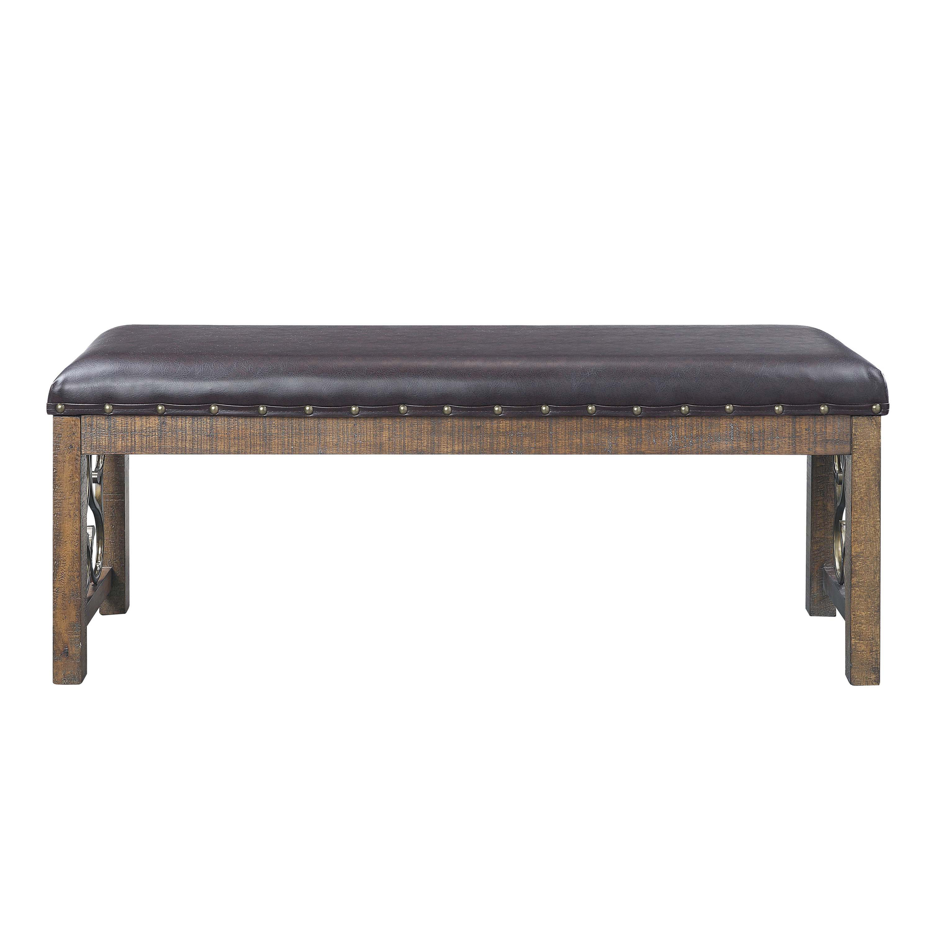Red Barrel Studio® Black and Weathered Cherry Bench with Nailhead Trim ...