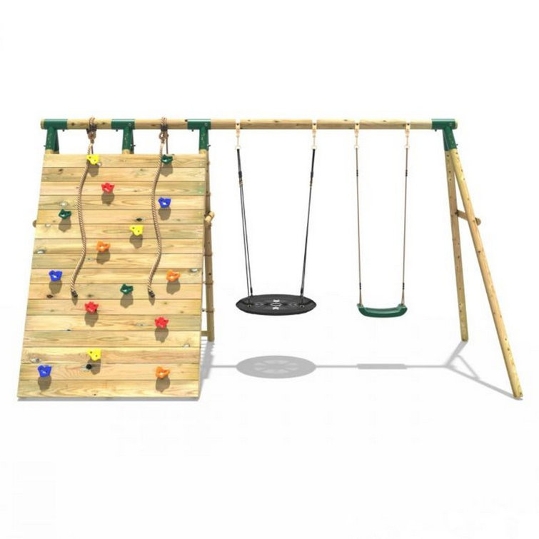 Rebo Pine Swing Set with 2 Swing(s) | Wayfair.co.uk