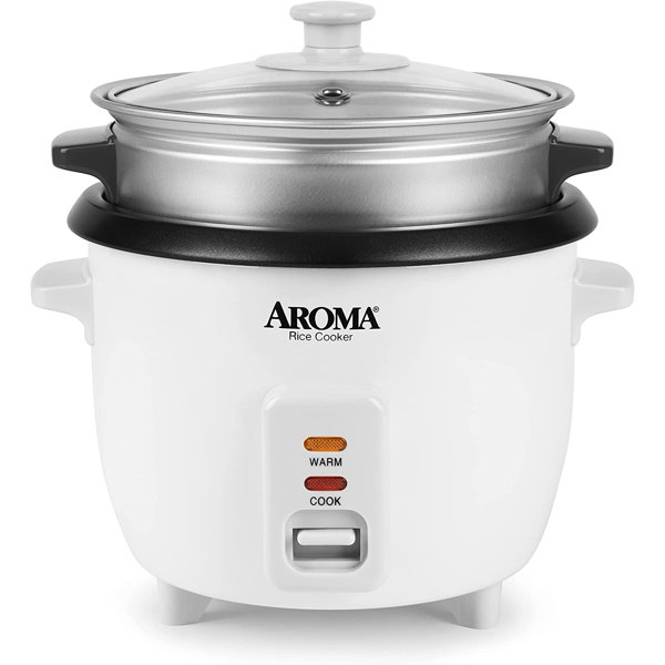Aroma 6-Cup Rice Cooker And Food Steamer, White | Wayfair