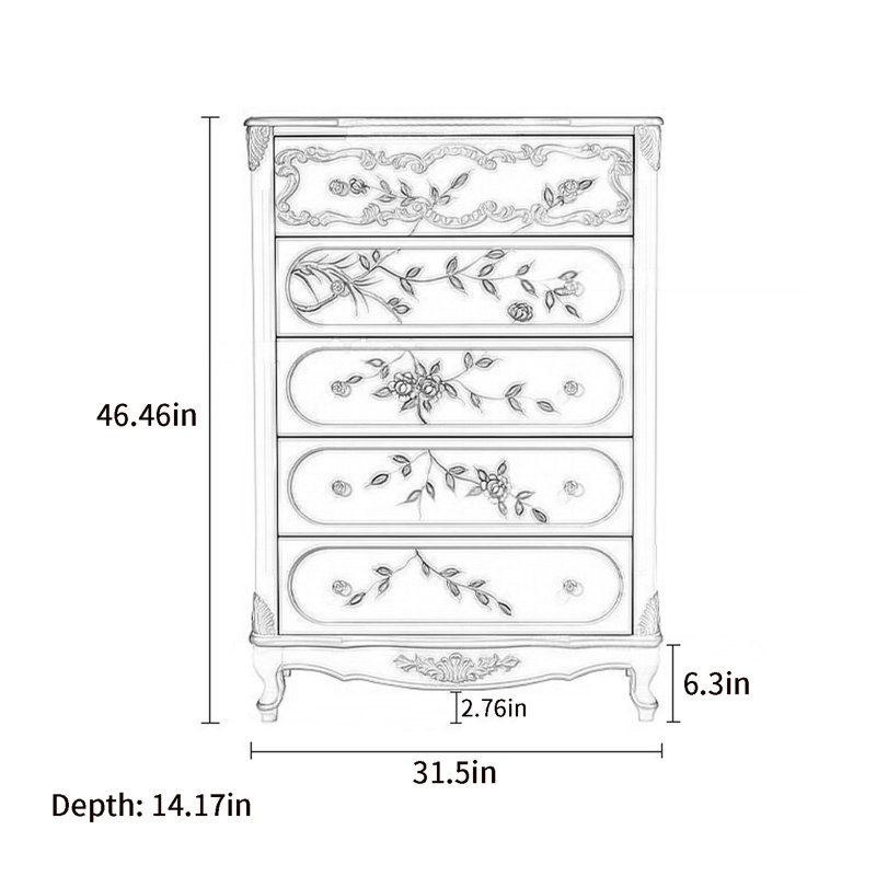 Liu's ink furniture Hand-Painted Accent Chest with 5 Drawers | Wayfair