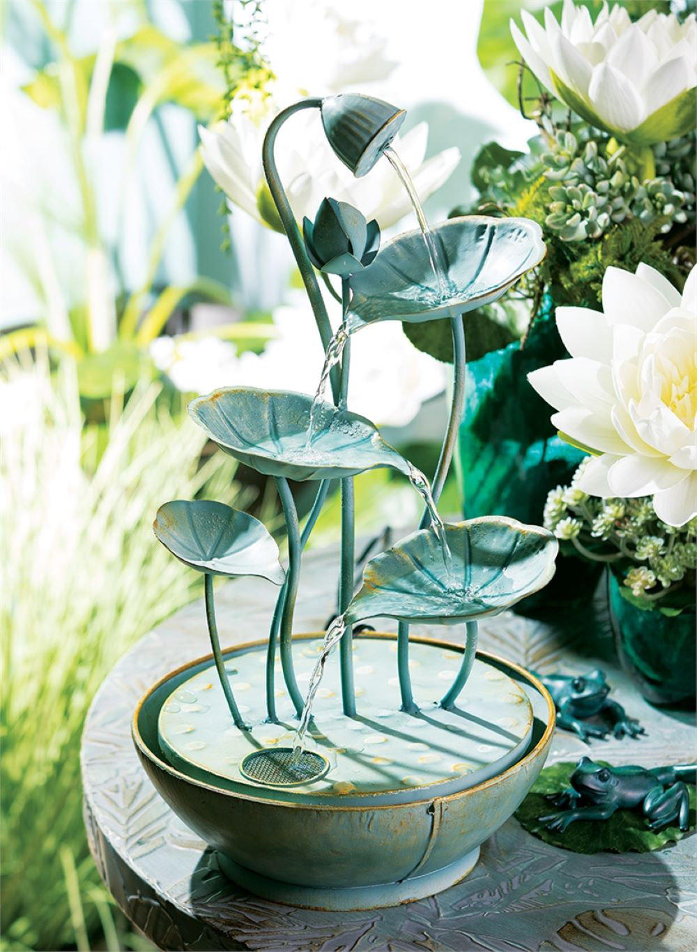 Bay Isle Home™ Lower Failand Metal Lily Pad Fountain & Reviews | Wayfair
