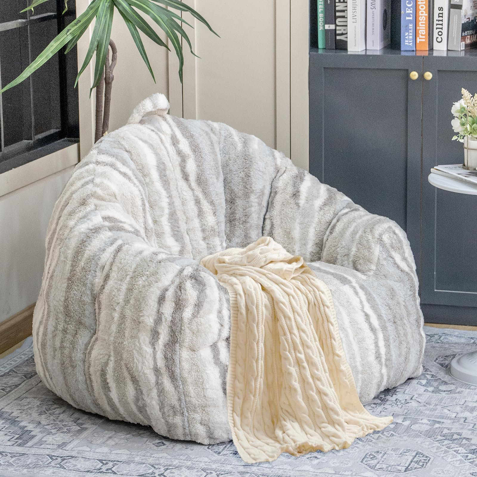 Trule Shell-Shaped Giant Bean Bag Chair - High-Resilience Foam | Wayfair