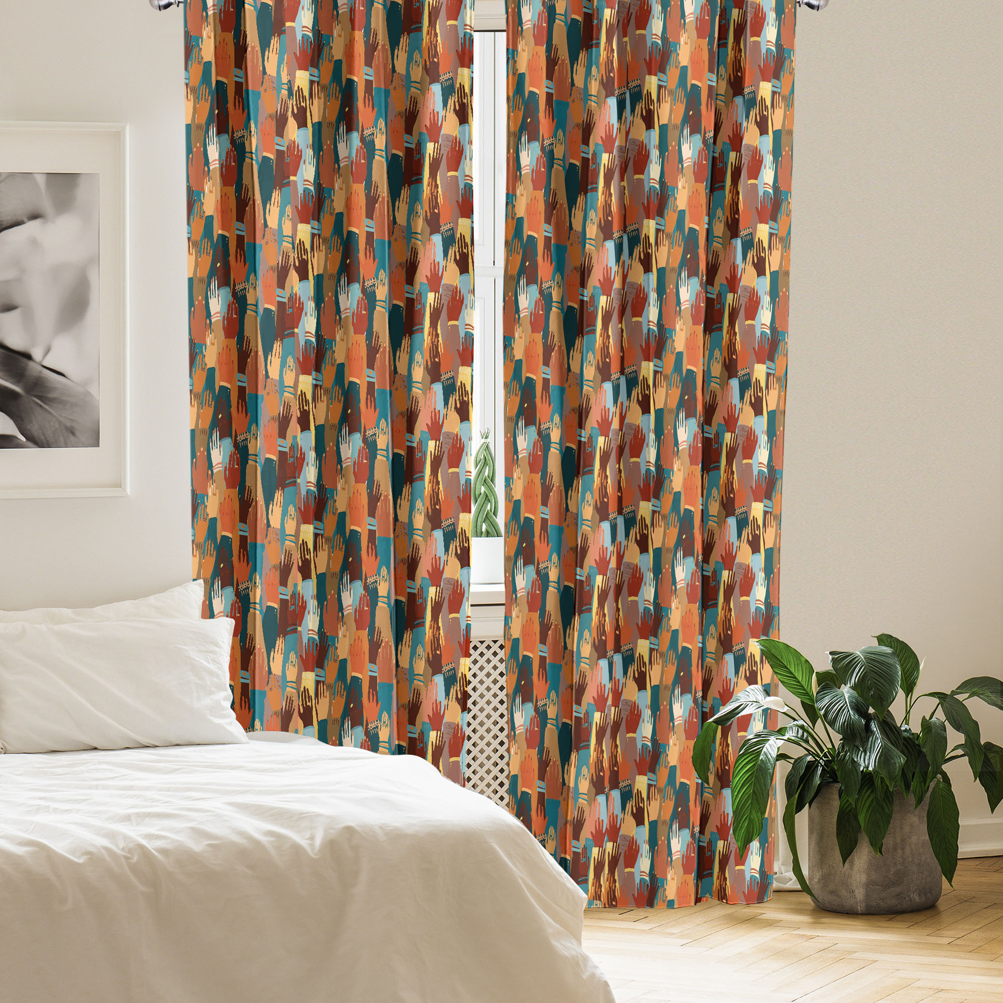 East Urban Home Culture 4-Panel Curtains, People Hs Diversity Art, Pale ...