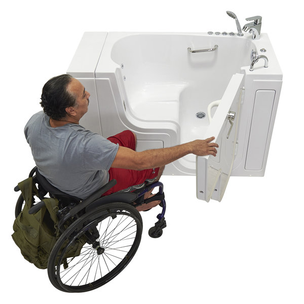 Ella Walk In Bath Wheelchair Transfer 26"x52" Acrylic Hydro Massage w ...