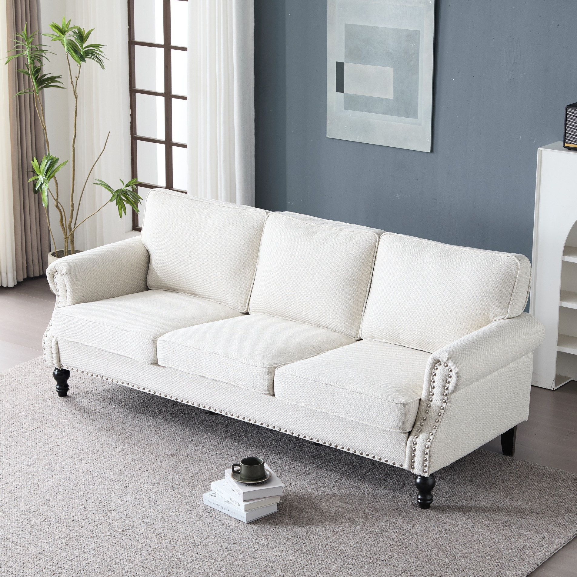Latitude Run® 22" Deep Seat 83 Inch Nailhead Trim - Relaxing Faux ...