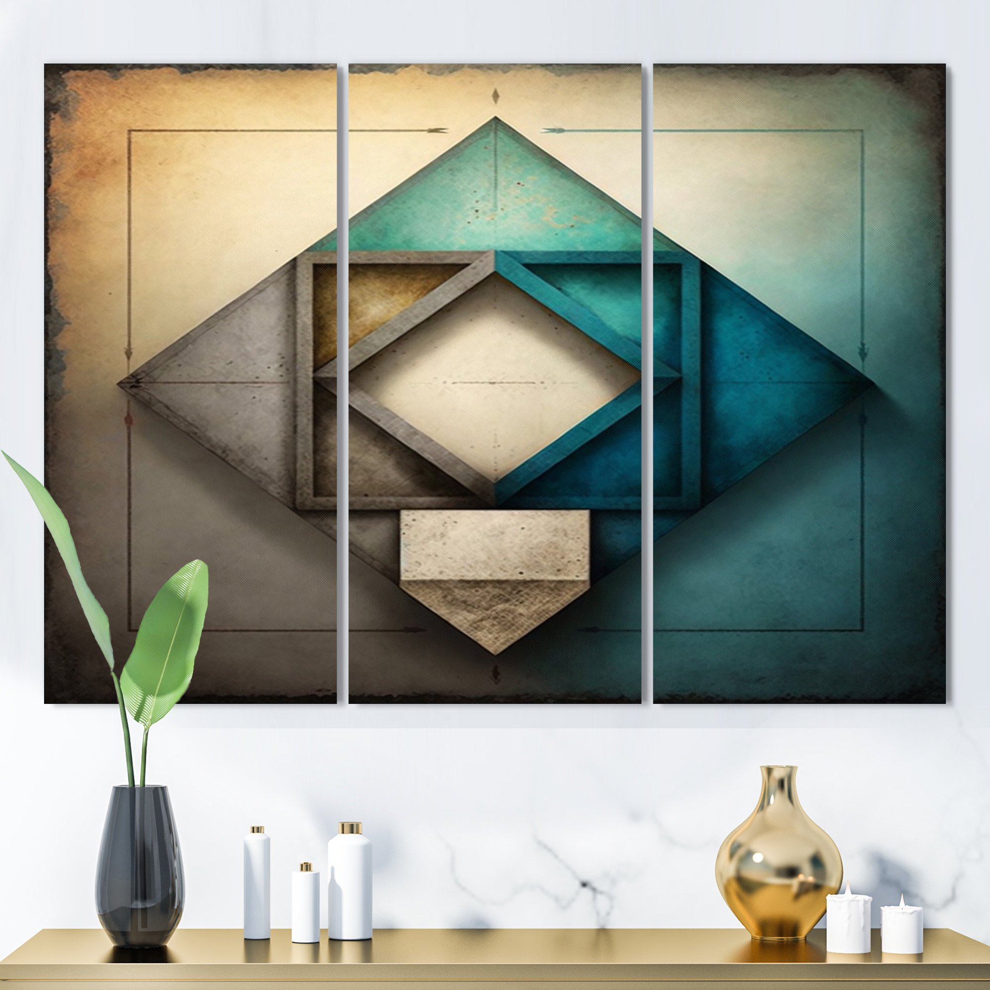 Design Art Perfect Imperfections Retro Graphics VIII - 3 Piece Print on ...