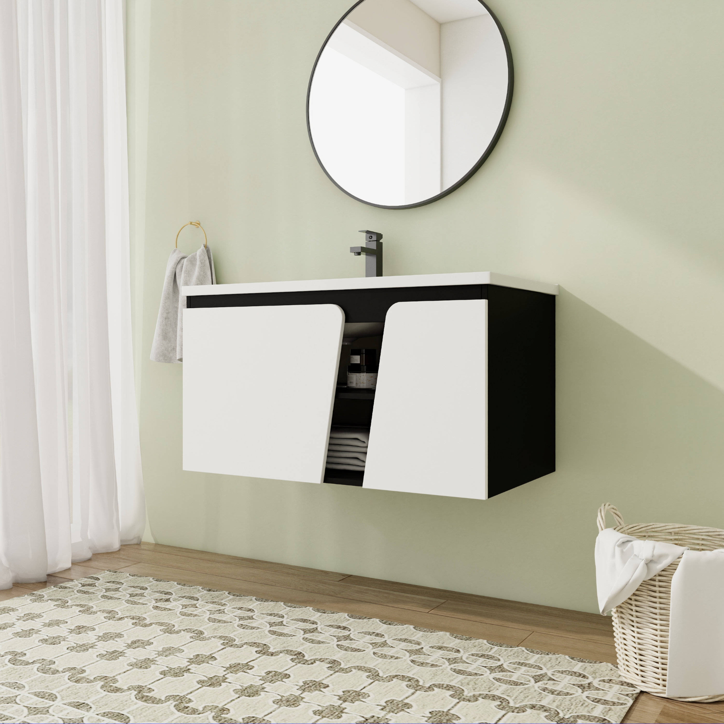 Wrought Studio Kalub 35.67'' Single Bathroom Vanity with Ceramic Top ...