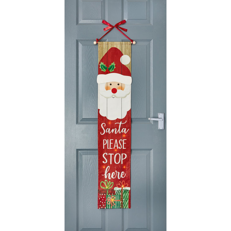 The Seasonal Aisle 1.2M Lit Santa Stop Here Banner | Wayfair.co.uk