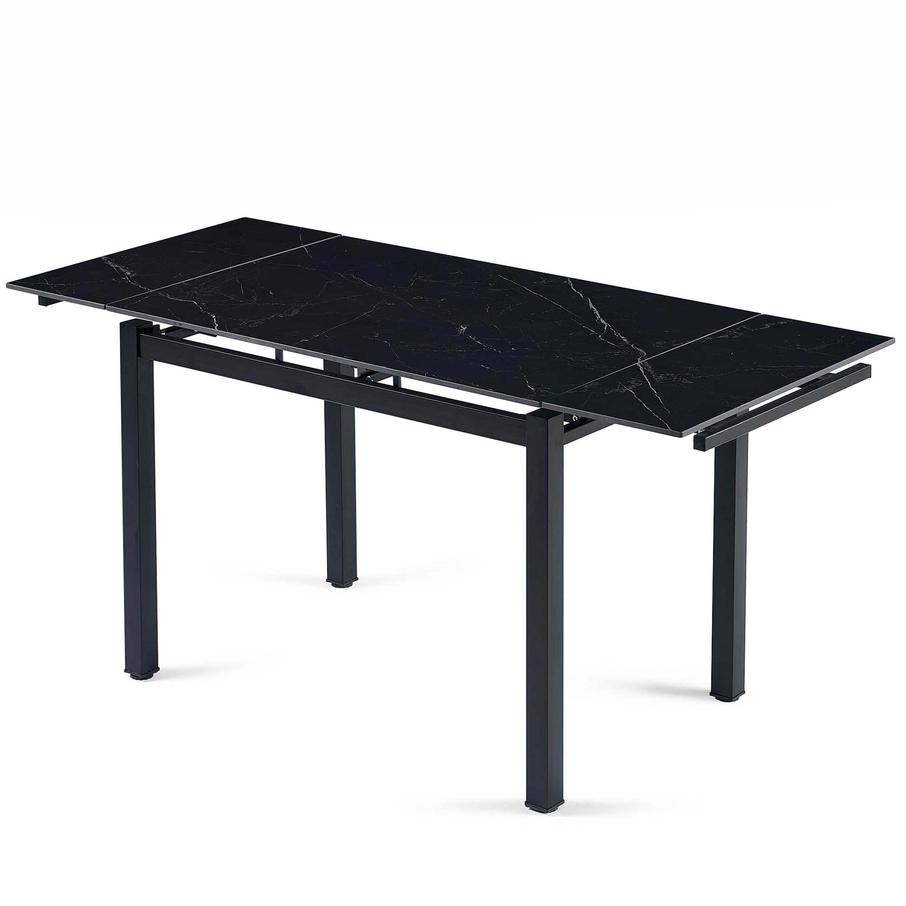Latitude Run® Black Ceramic Modern Rectangular Expandable Dining Room ...