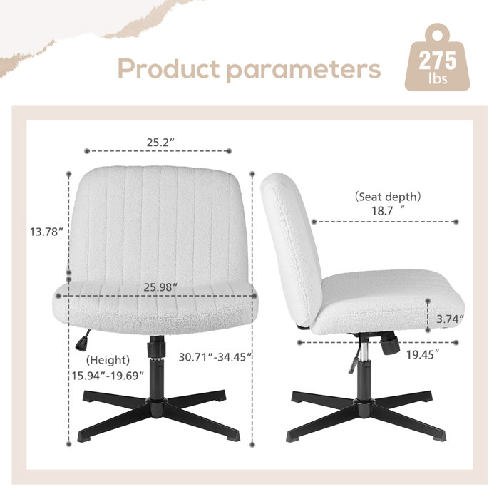 Latitude Run® Brenae Upholstered Armless Swivel Task Chair & Reviews ...