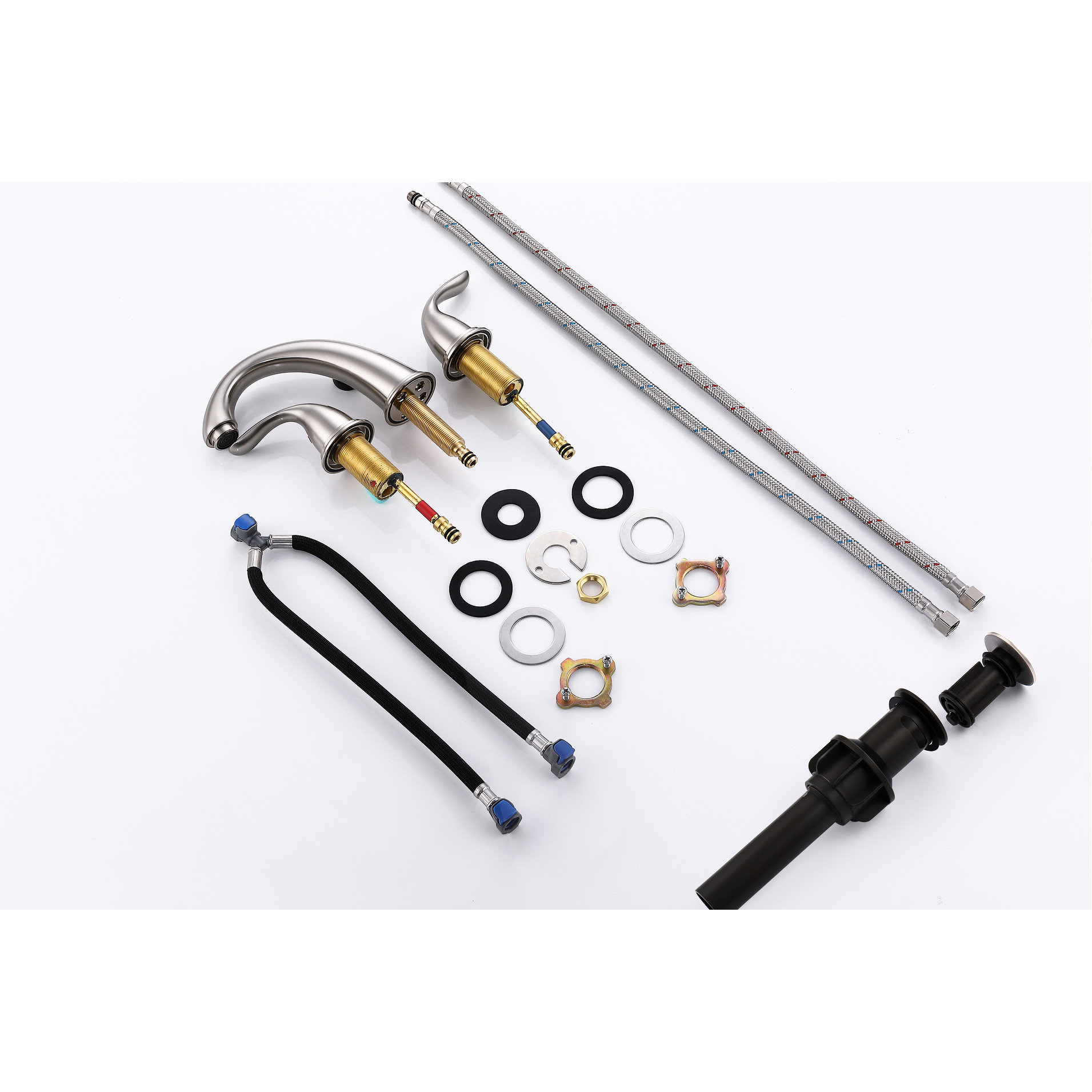 StoneStory Modern Brushed Nickel Bathroom Sink Faucet 8" - Waterfall 3 ...