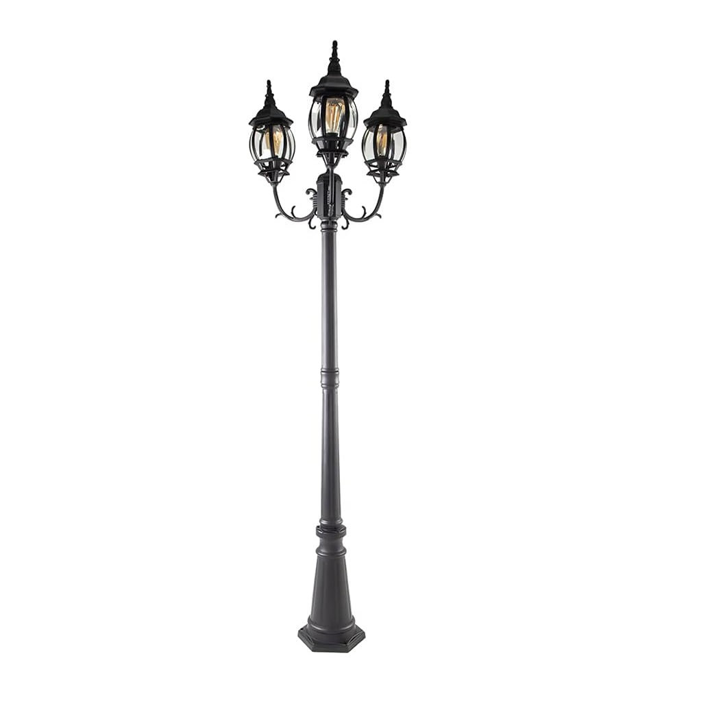 Canora Grey Rika Triple-Head Light Pole with Clear Glass Panels | Wayfair
