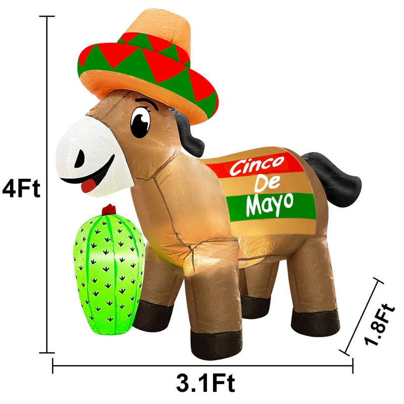 The Holiday Aisle® 4 Ft Cinco De Mayo Donkey Inflatables Outdoor ...