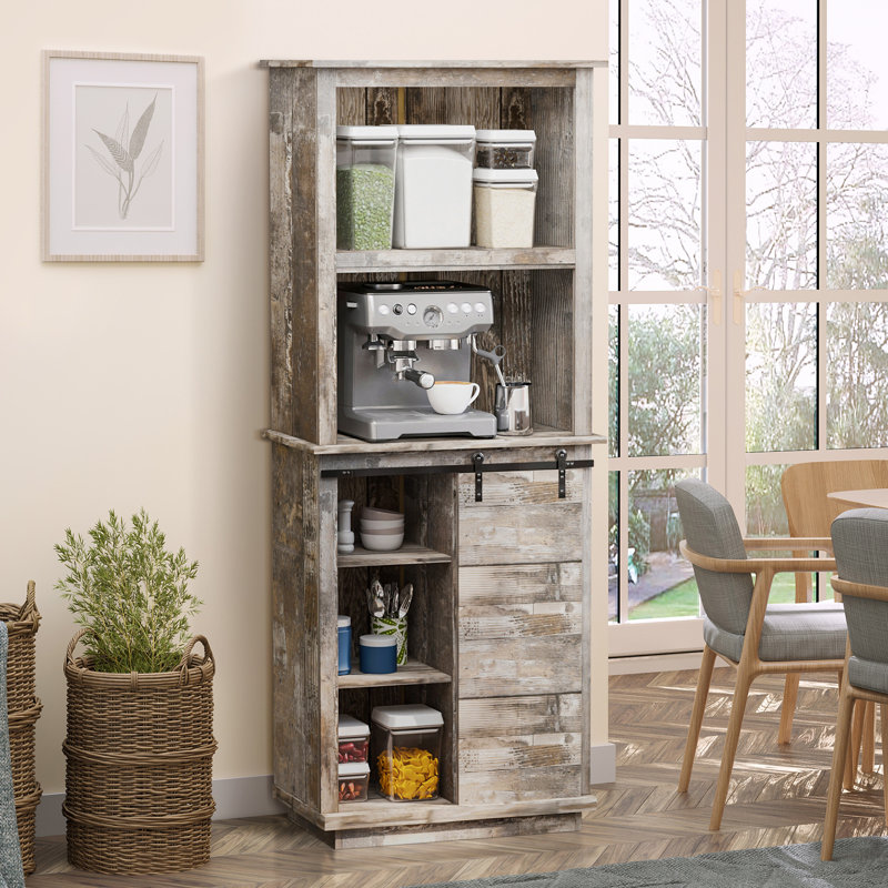 Gracie Oaks Freestanding Rustic Kitchen Buffet With Hutch | Wayfair