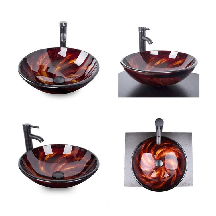 Minoky Bathroom Vessel Sink –16.5 Inch（Flame Red） | Wayfair