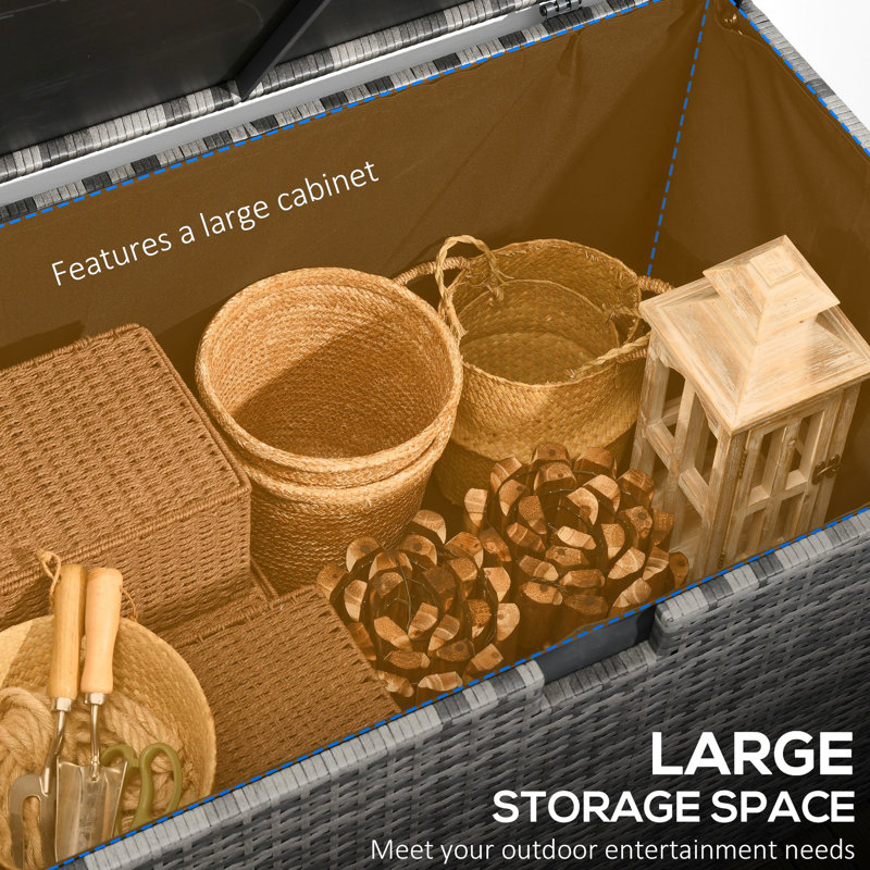 Satyam Wood 113 Gallon Outdoor Storage Box, Deck. Dark Grey, Waterproof ...