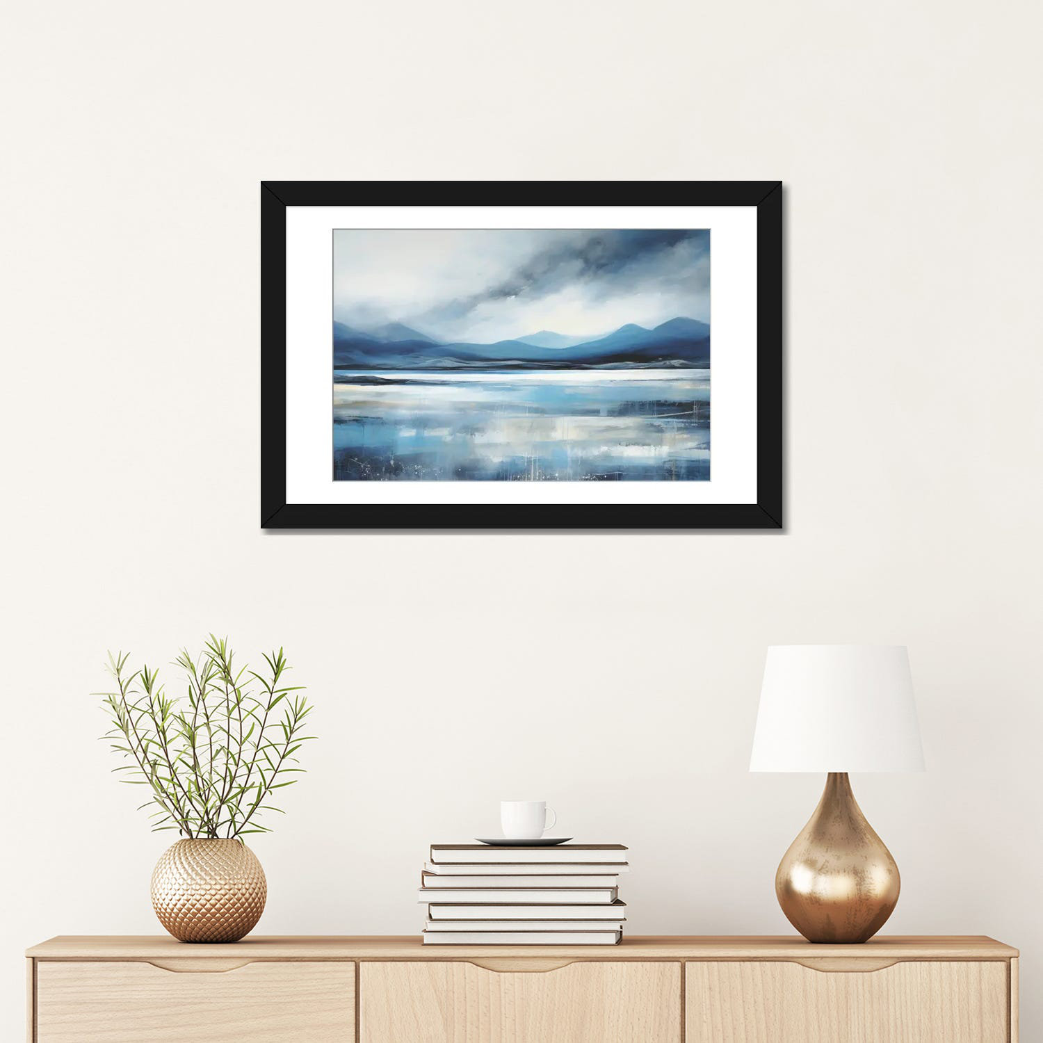 Latitude Run® Blue Abstract Lake - Wall Art Print - Framed Fine Art ...