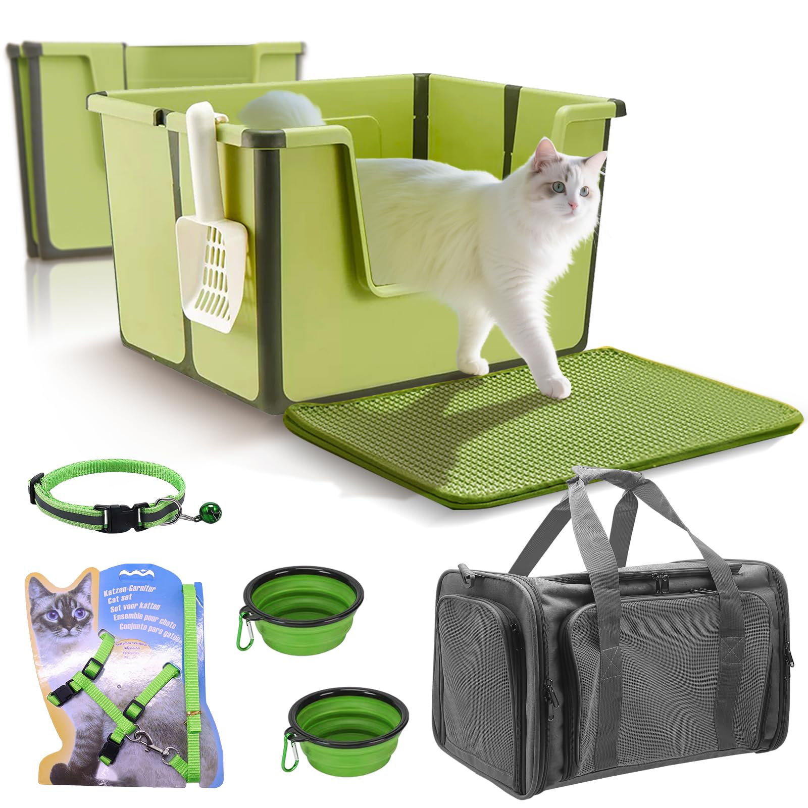Tucker Murphy Pet™ Foldable Cat Litter Box, 8Pcs Essentials Included In ...