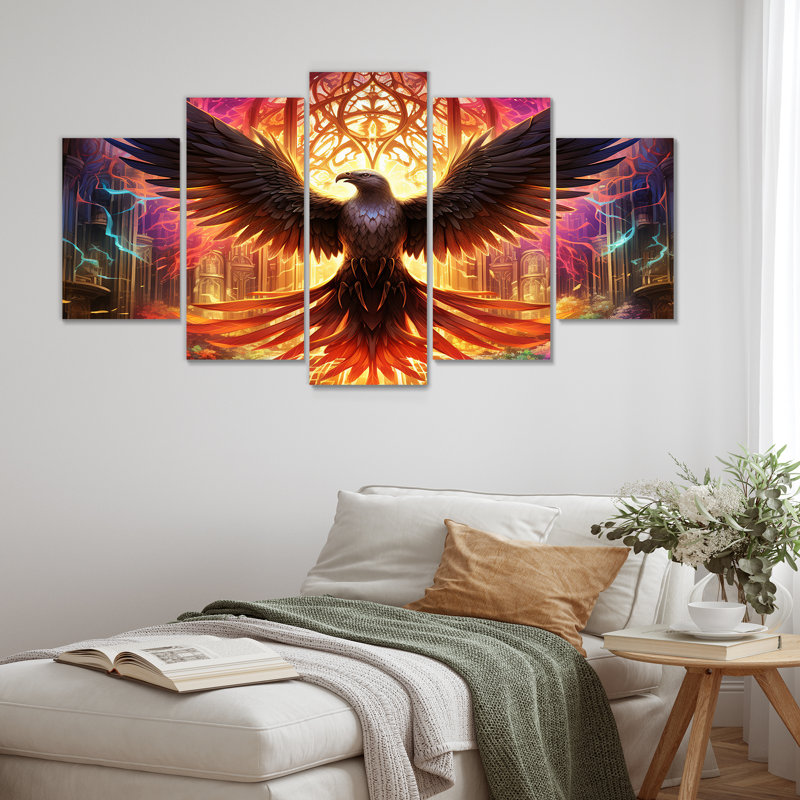 Trinx Rainbow Phoenix Rising From The Ashes - Phoenix Wall Art Decor ...