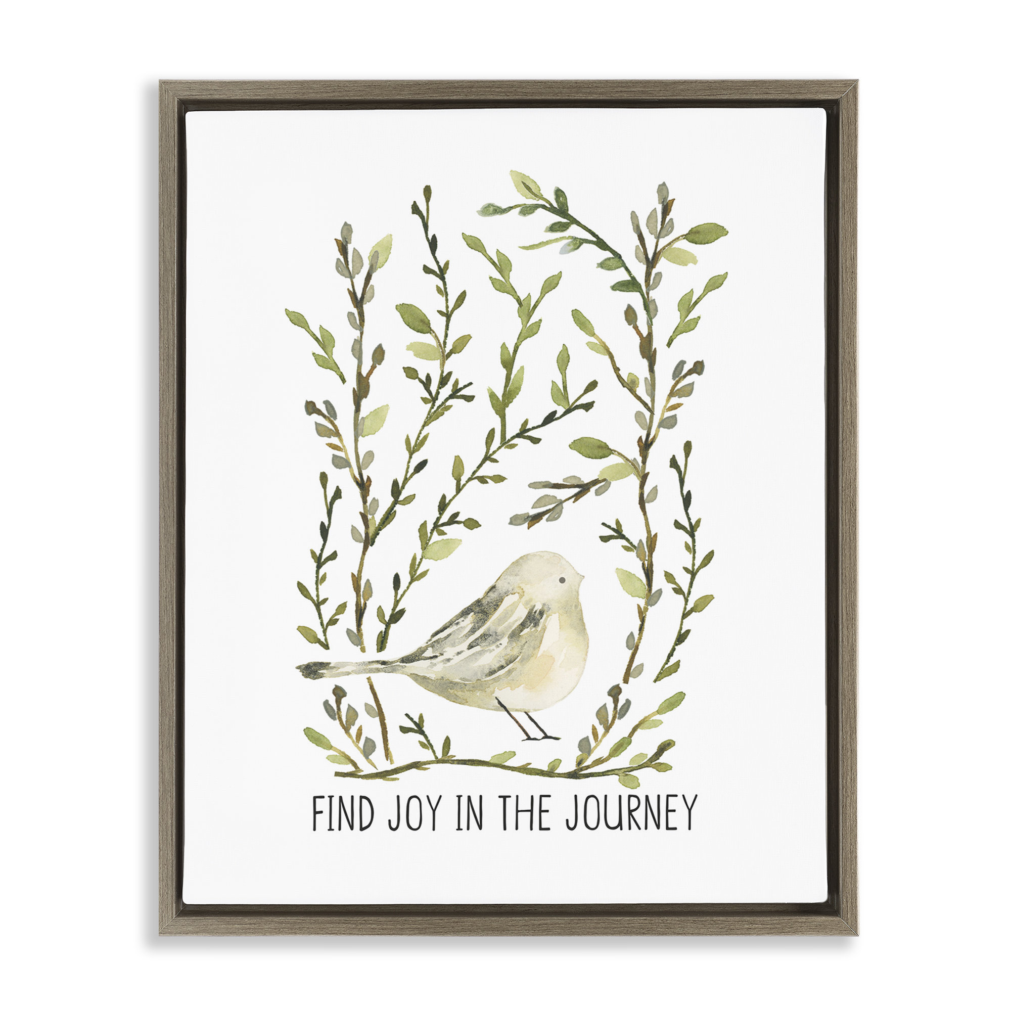 Trinx Find Joy with Bird Floater Canvas Wall Art by Blue Chair Blessing ...