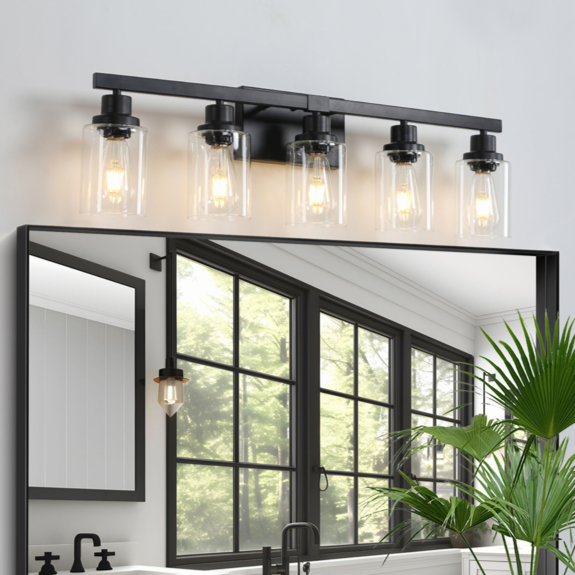 Ebern Designs 5-Lights Farmhouse Vanity Lights Fixture Rustic Bathroom ...