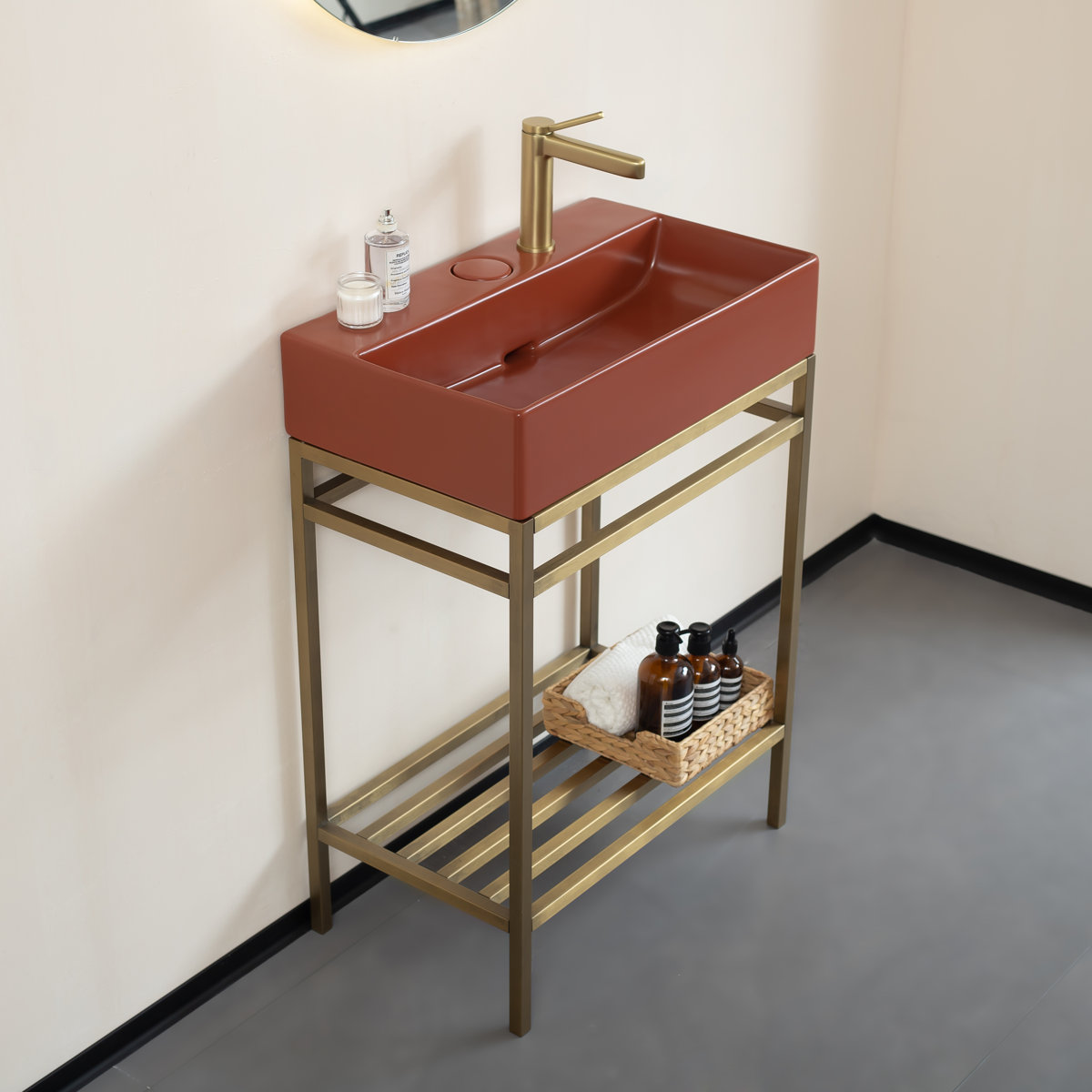 Mercer41 Lofi 24" Bathroom Vanity With Ceramic Basin, Freestanding ...