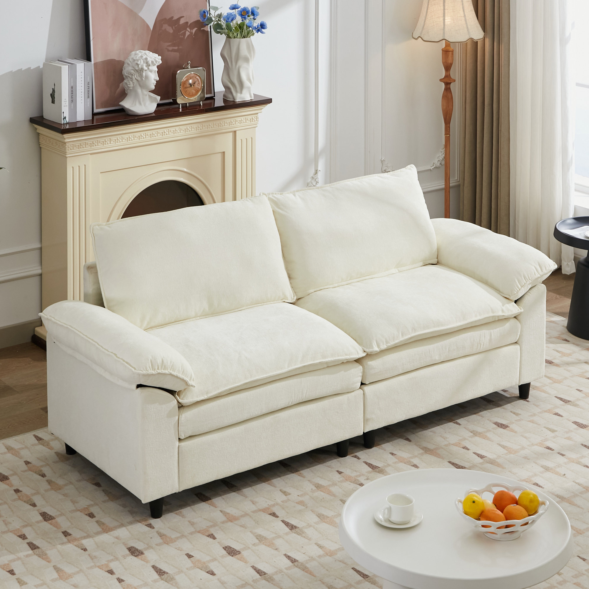 Ebern Designs 79“ Loveseat Upholstered Modern Chenille Comfort Modular ...