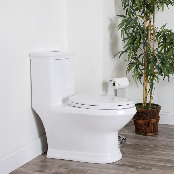 Chevington 1.58 GPF Elongated Chair Height Floor Mounted One-Piece ...