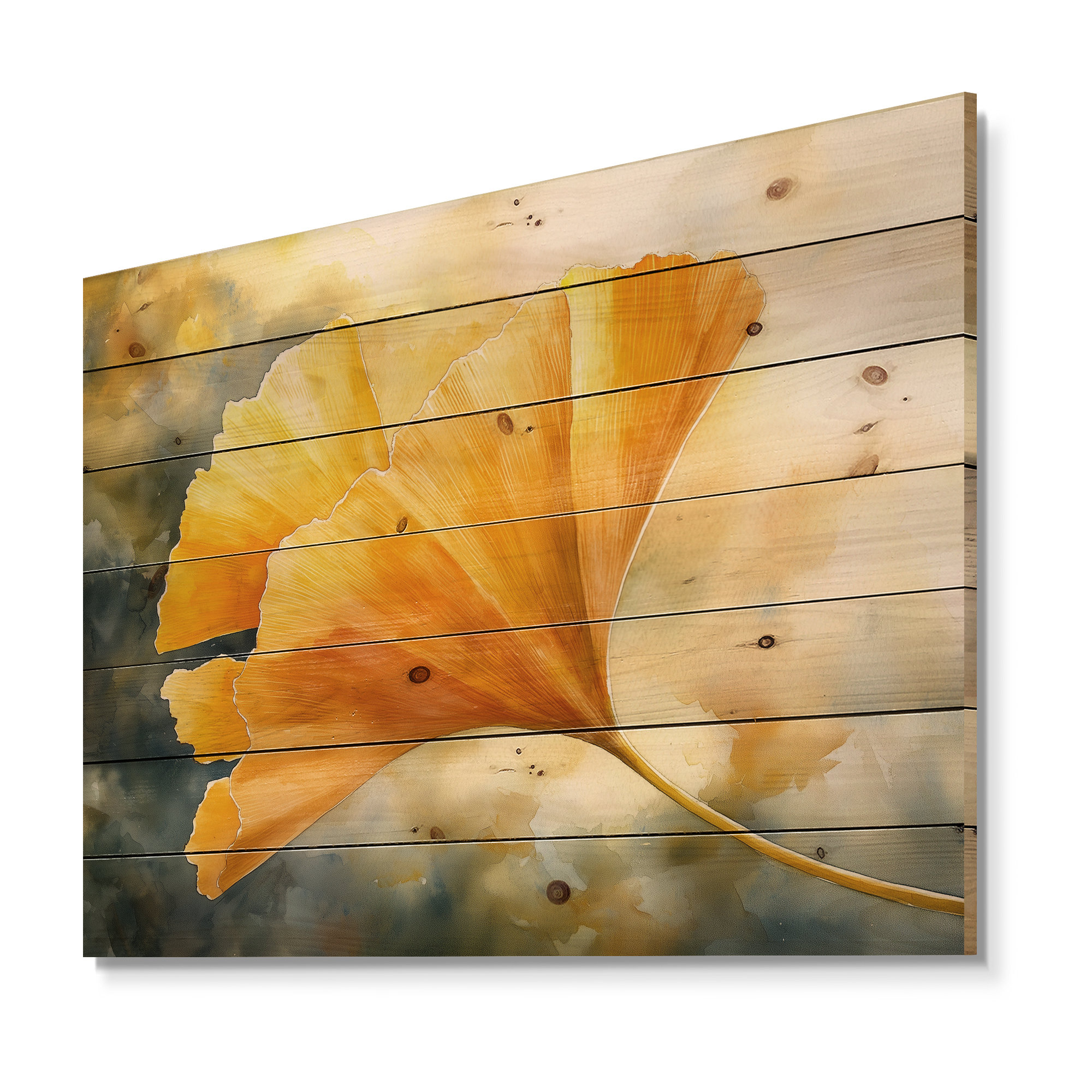 Ophelia & Co. Golden Ginkgo Leaf I - Leaves Wood Wall Decor - On ...