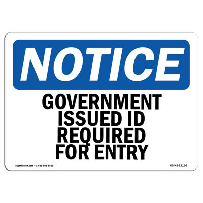 SignMission Government Issued ID Required for Entry Sign | Wayfair
