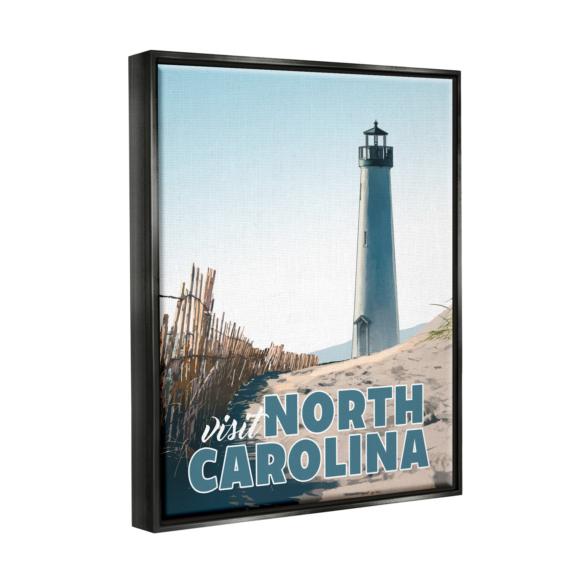 Stupell Industries Visit North Carolina Beach Lighthouse Seaside Sand ...