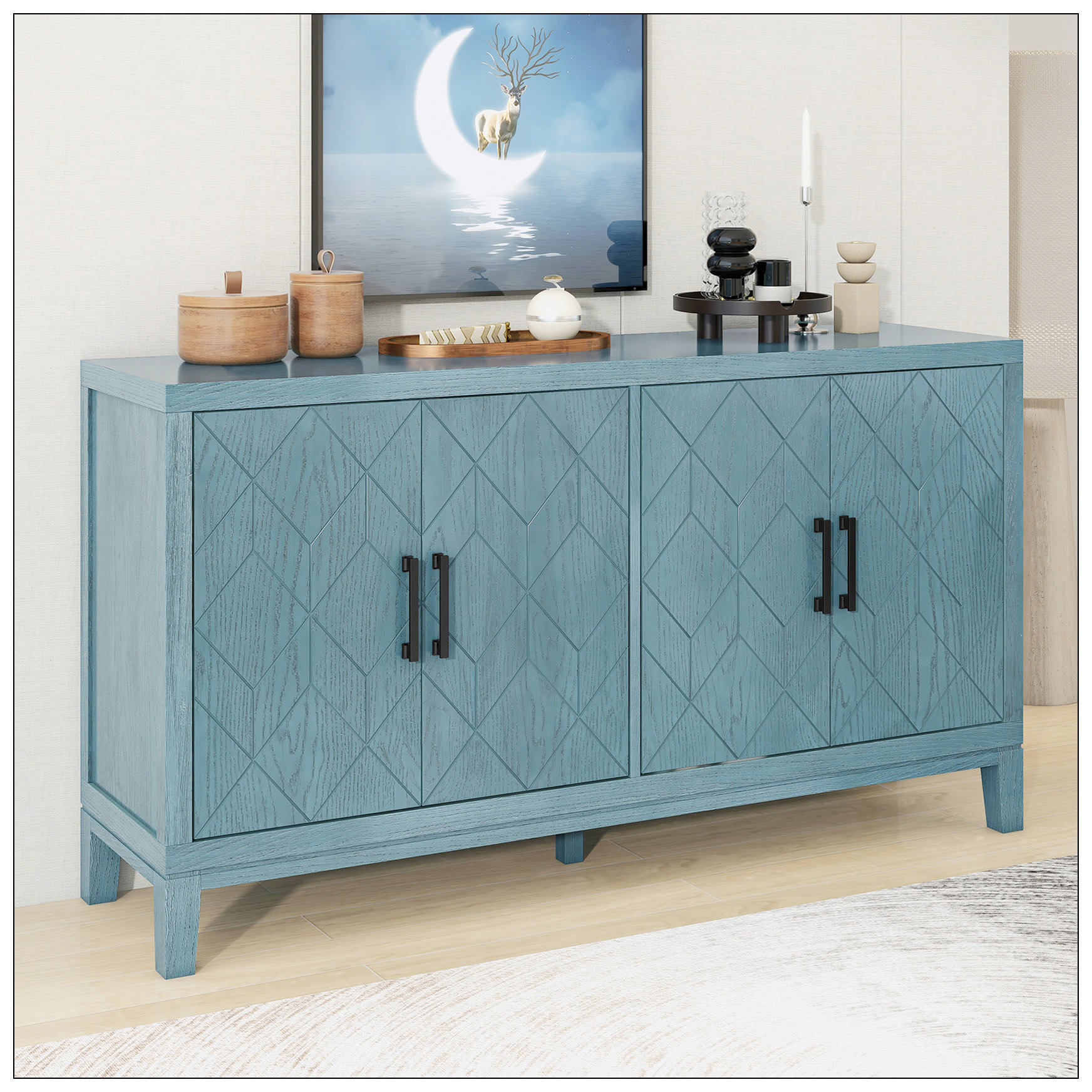 Red Barrel Studio 4-Door Retro Sideboard With Adjustable Shelves ...